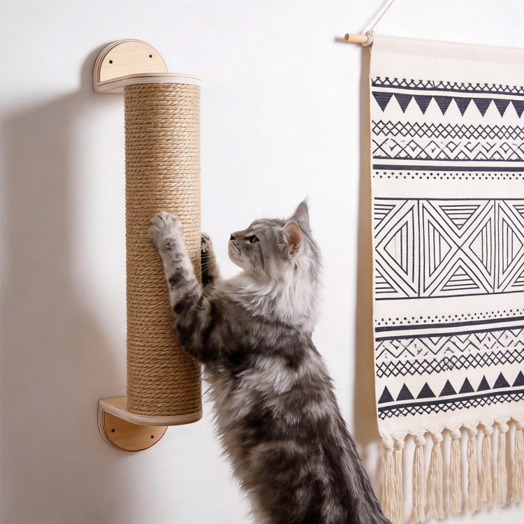 Wall Mounted Cat Scratching Post Plywood 63.5×12×15cm - Wood Pet ...